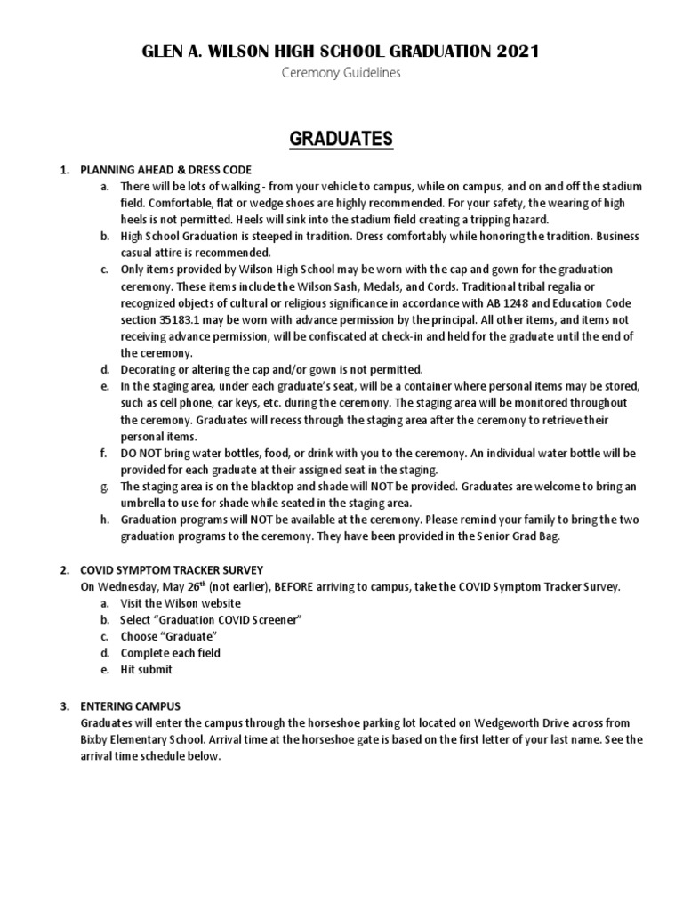 Graduation Ceremony Guidelines 2021 | PDF | Clothing