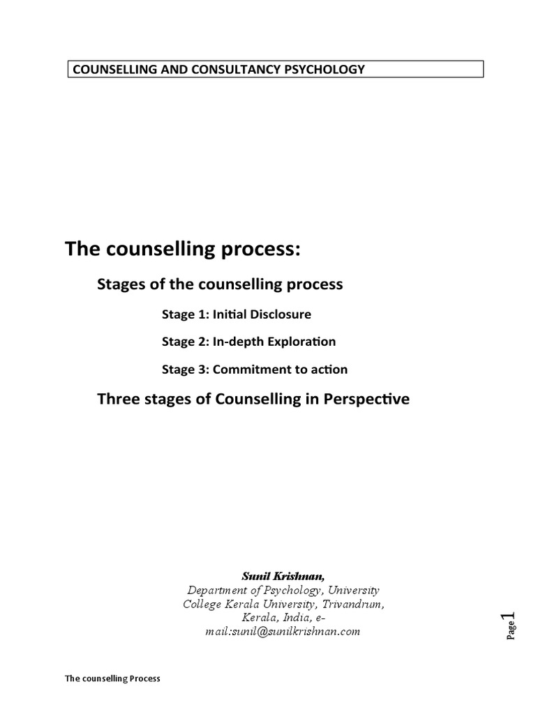 Stages of the Counselling Process | PDF | Psychotherapy | Empathy