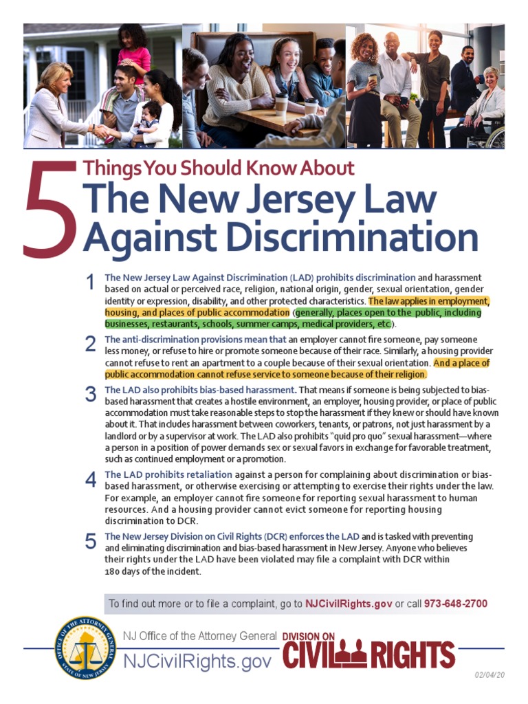 NJ LAD Poster 1 | PDF | Sexual Harassment | Discrimination