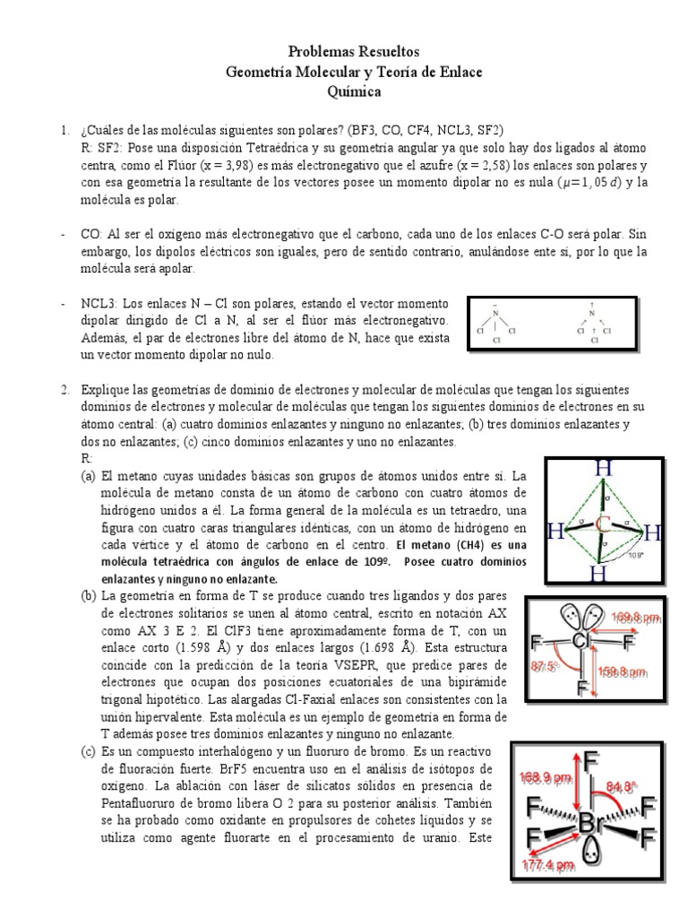Geometría Molecular y Teoría de Enlace | PDF | Enlace químico | Polaridad química