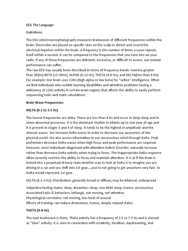 EEG The Language: Understanding Brainwave Frequencies | PDF ...