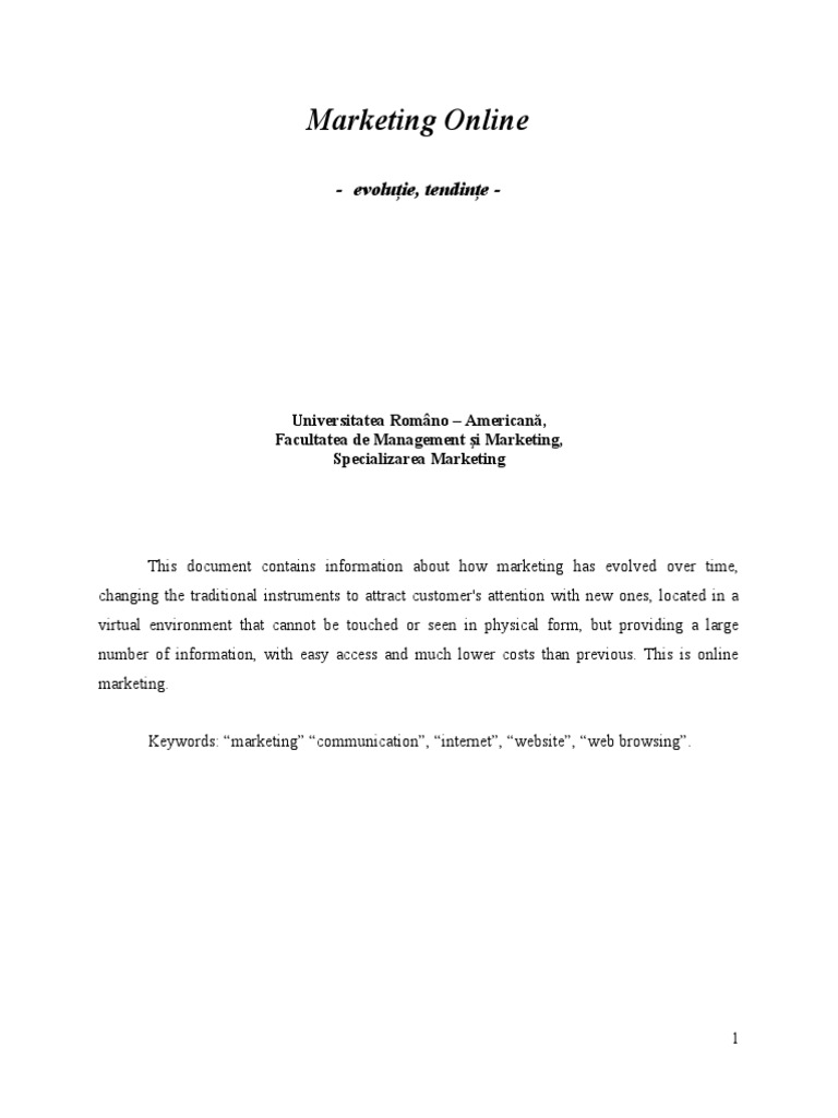 Marketing Online - Evolutie Tendinte | PDF
