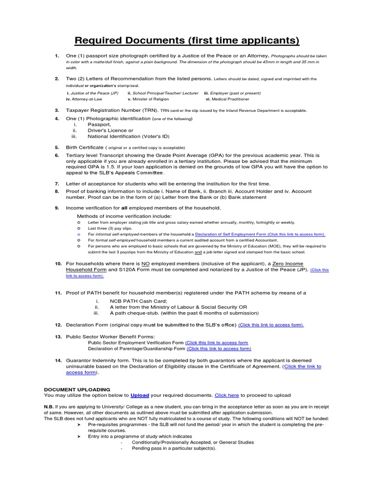 Required Documents (First Time Applicants) : o o o o | PDF | Identity ...