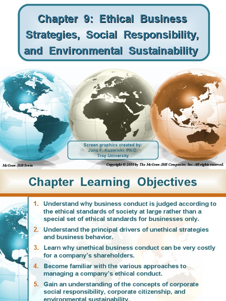 Chapter 9: Ethical Business Strategies, Social Responsibility, and ...
