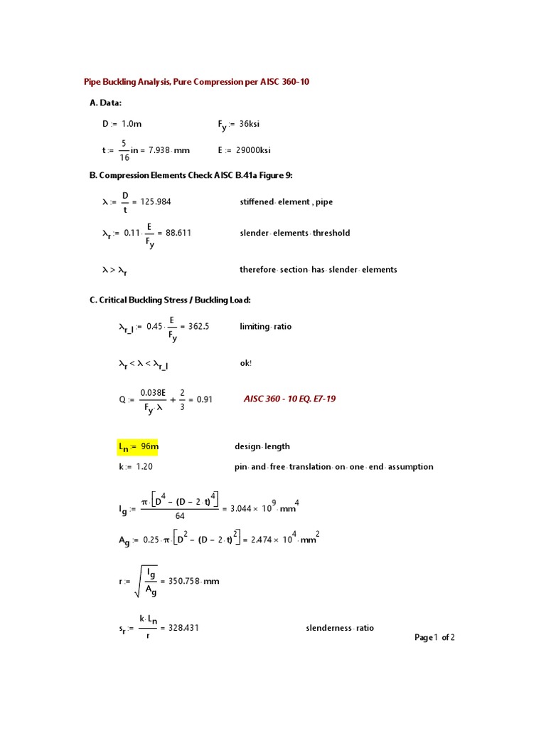 Buckling Analysis Per Aisc 360-10 | PDF | Buckling | Earthquake Engineering