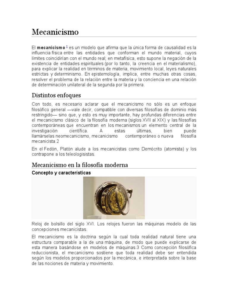 Mecanicismo: Filosofía y Evolución | PDF | Metafilosofía ...