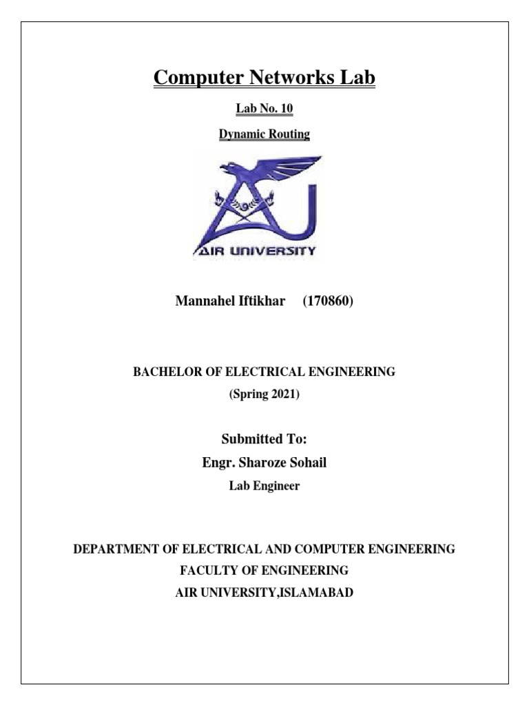 Computer Networks Lab: Lab No. 10 Dynamic Routing | PDF | Routing | Computer Network