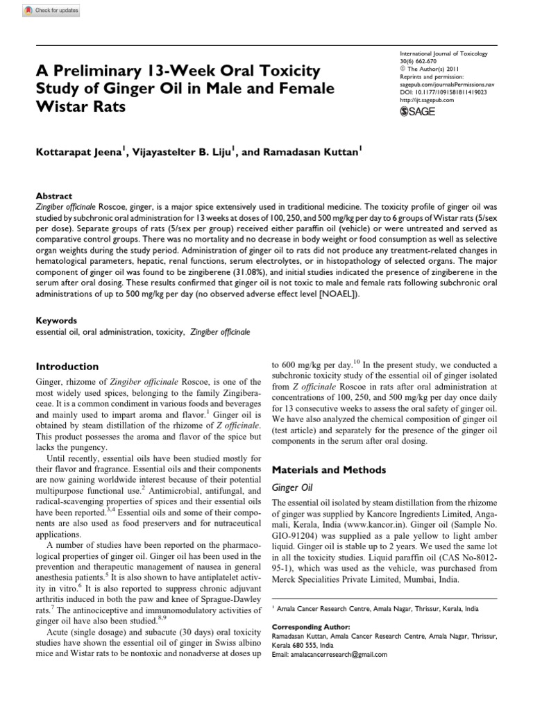 Ginger-Toxicity - 2 | PDF | Gas Chromatography | High Density Lipoprotein
