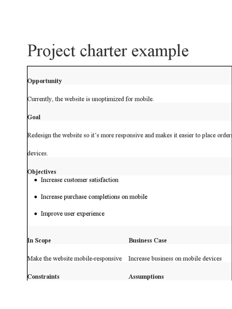 Project Charter Example | PDF