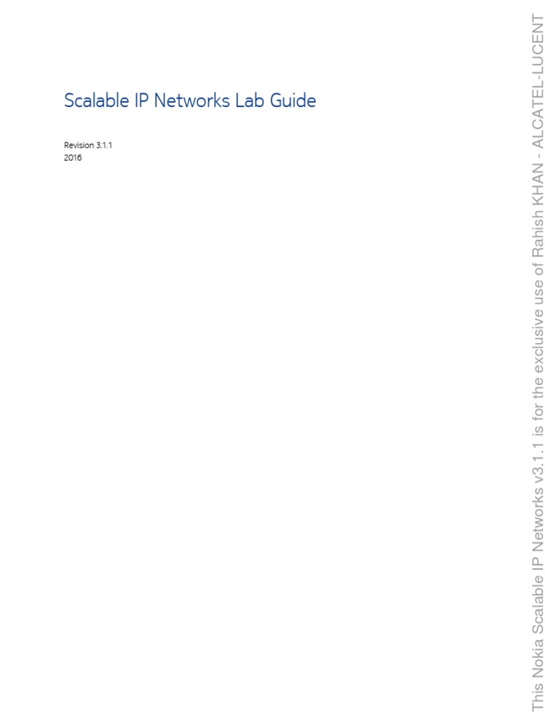 Nokia Scalable IP Networks LabGuide v3.1.1 | PDF | Router (Computing) | Ip Address