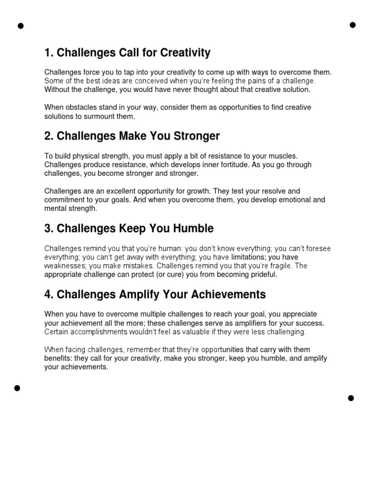 Challenges Call For Creativity | PDF | Career & Growth | Self-Improvement