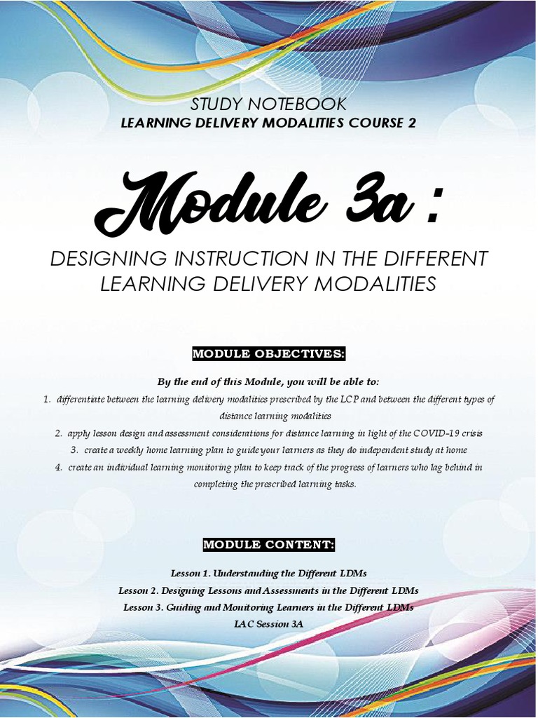 Module 3a: Designing Instruction in The Different Learning Delivery ...