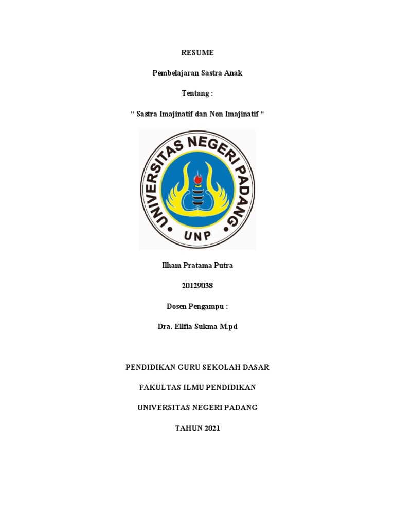 Resume Sastra Anak Imajinatif Dan Non Imajinatif | PDF | Fiksi Umum