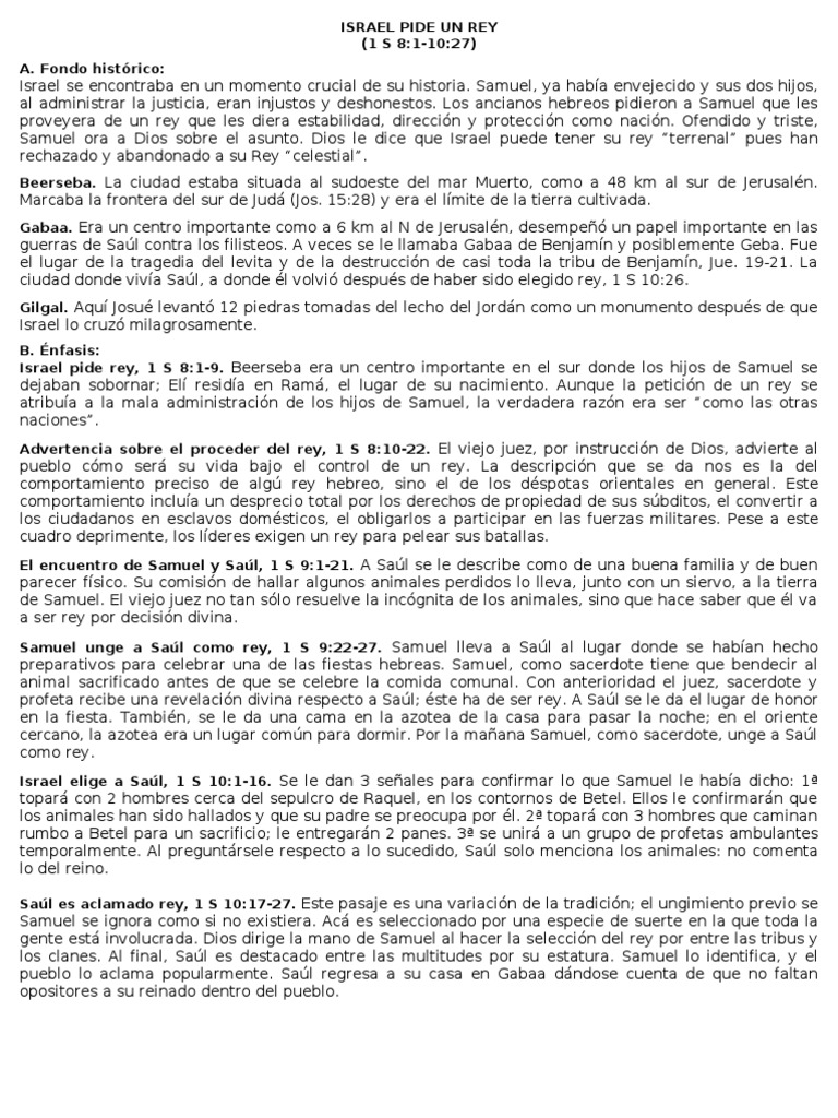 Israel Pide Un Rey | PDF | Saulo | Profeta