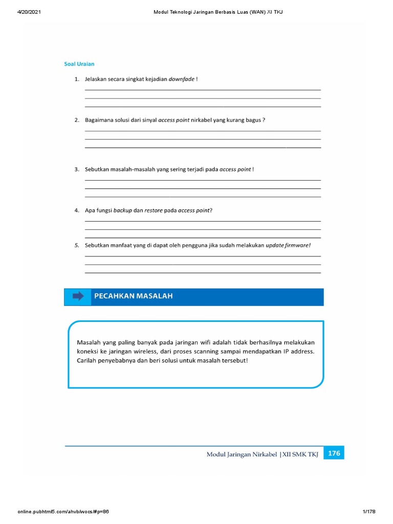 Modul Teknologi Jaringan Berbasis Luas (WAN) XI TKJ | PDF