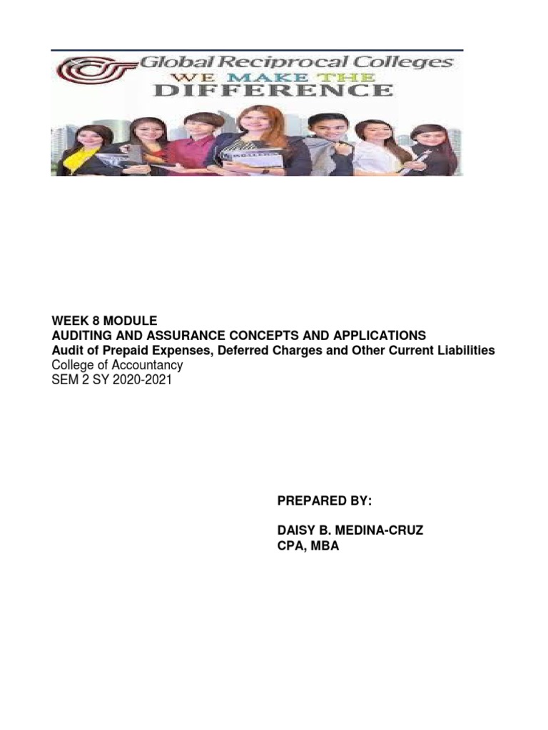 ACAAP2 - Week 8 MODULE - Audit of Prepaid Expenses, Deferred Charges ...
