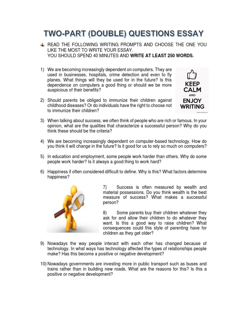 Two-Part Questions Essay (Writing Prompts) | PDF | Climate Change | News