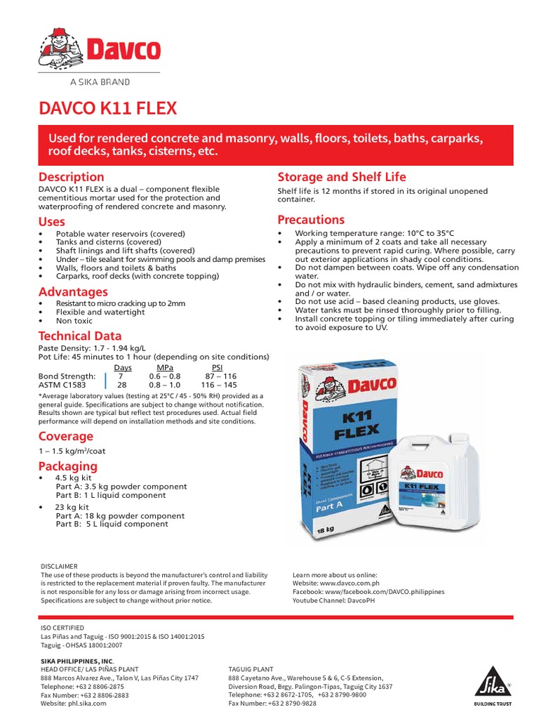 Davco K11 Flex | PDF | Concrete | Building Technology