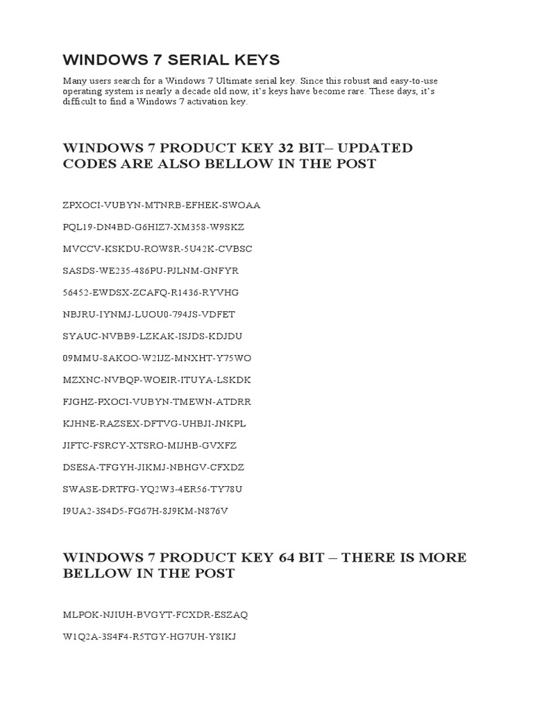 Windows 7 Serial Keys: Windows 7 Product Key 32 Bit - Updated Codes Are ...