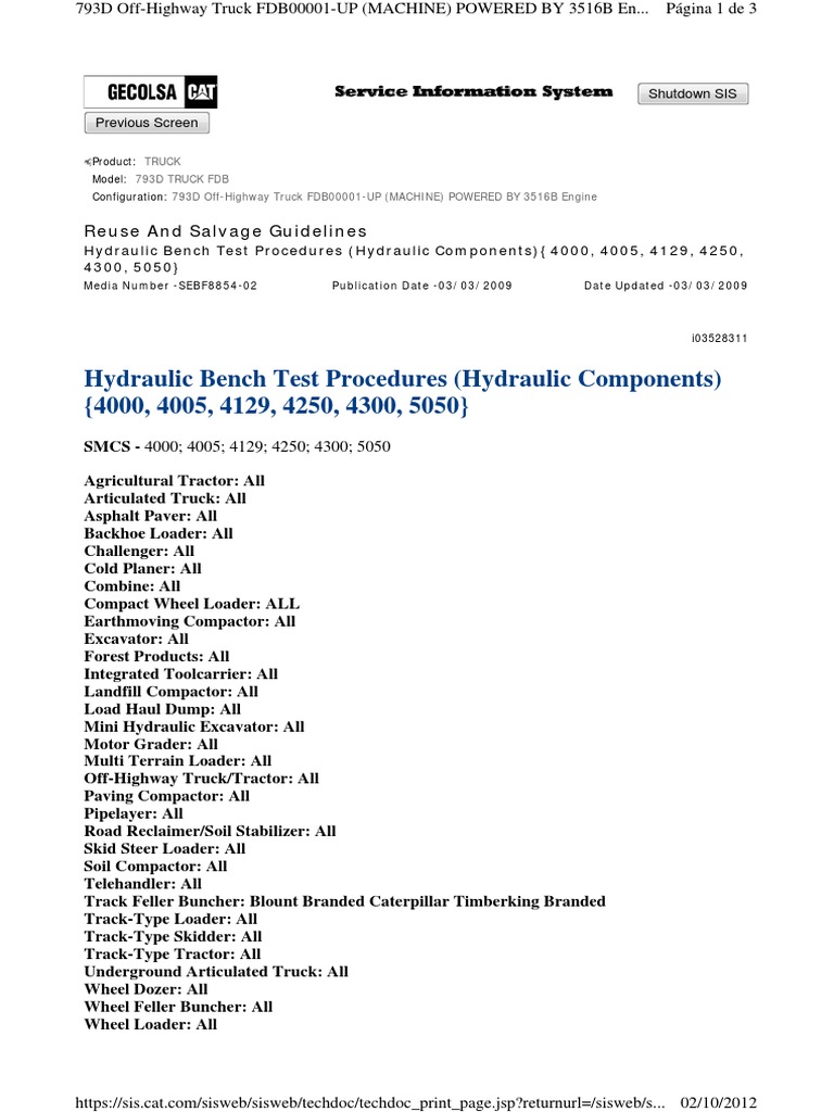 Hydraulic Bench Test Procedures (Hydraulic Components) | PDF | Loader ...