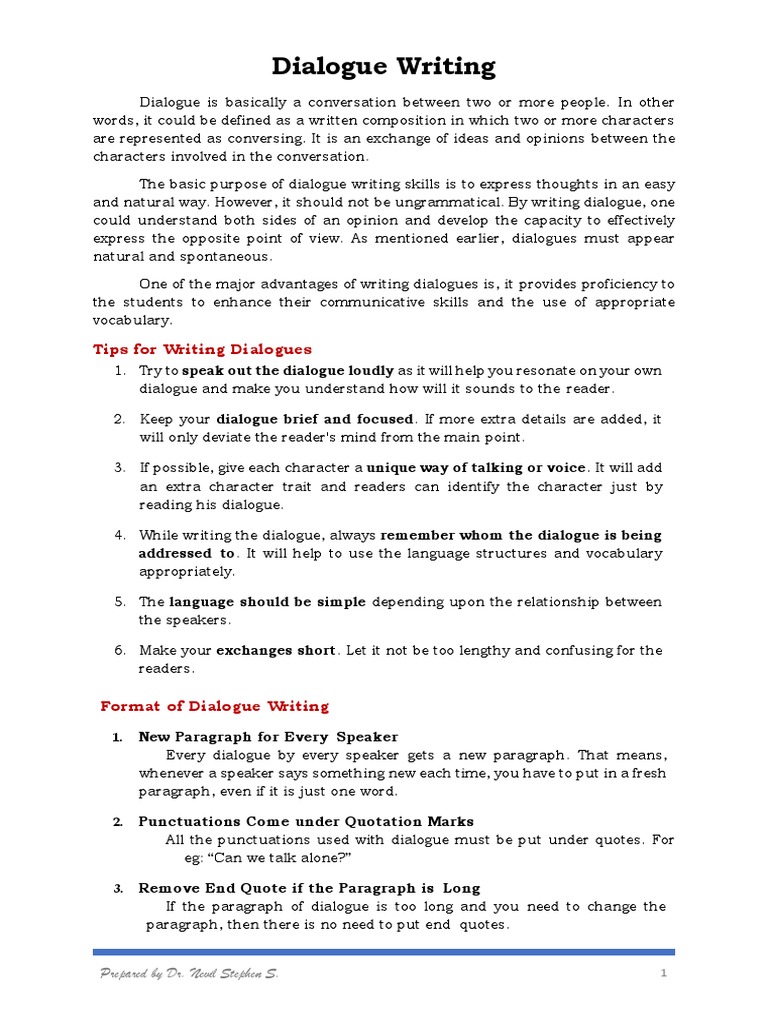 Dialogue Writing | PDF | Quotation Mark | Dialogue