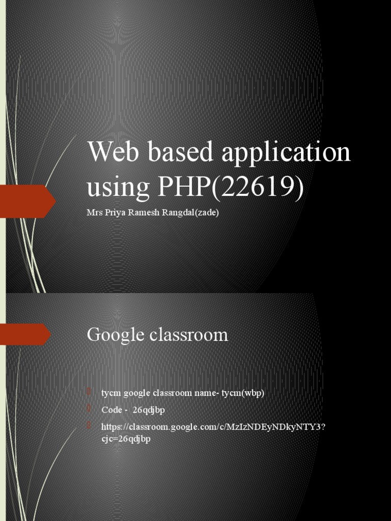 Web Based Application Using PHP (22619) : Mrs Priya Ramesh Rangdal (Zade) | PDF | Php | Variable ...
