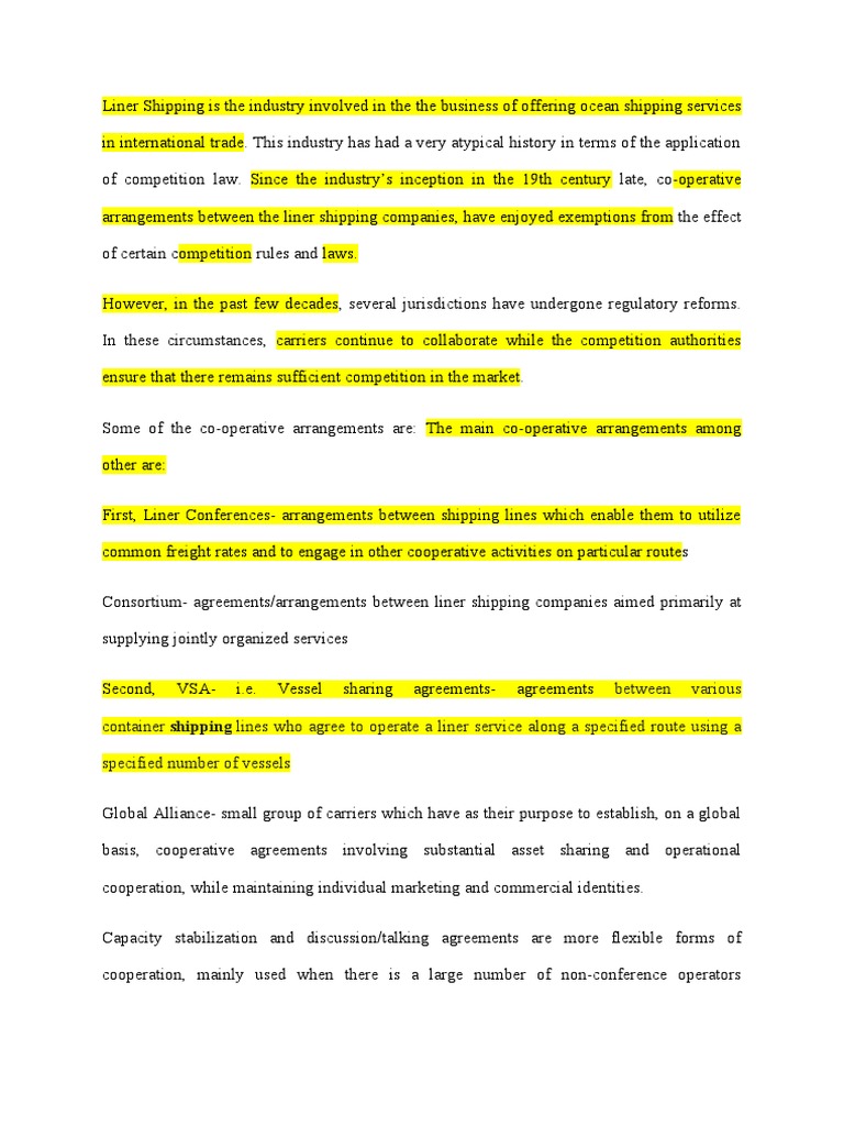 Liner Shipping Is The Industry Involved in The The Business of Offering ...