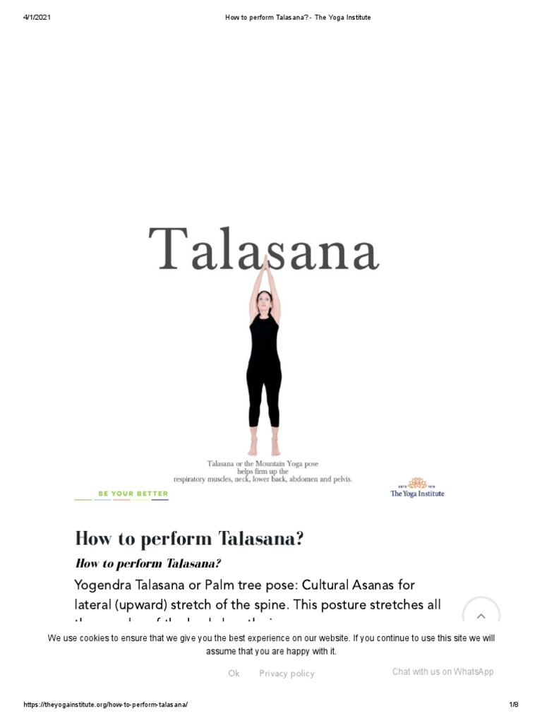 How To Perform Talasana - The Yoga Institute | PDF | Asana | Internet ...