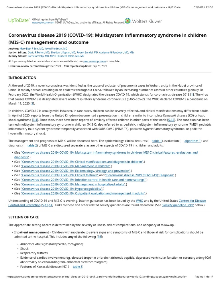 Coronavirus Disease 2019 Covid 19 Multisystem Inflammatory Syndrome