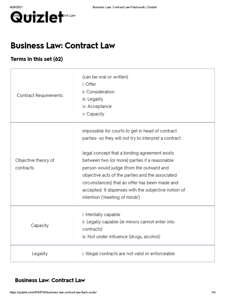 Business Law - Contract Law Flashcards 2 | PDF | Legal Ethics | Common Law