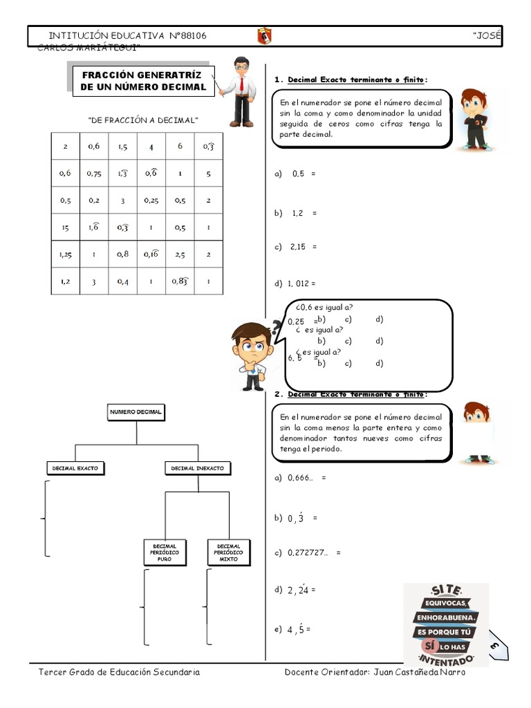Accion Generatriz de Un Decimal Exacto y Periodico | PDF | Objetos ...