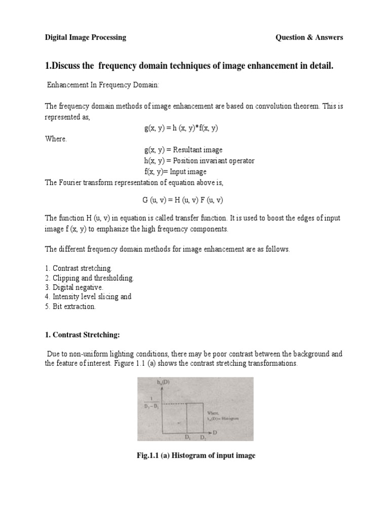 1.discuss The Frequency Domain Techniques of Image Enhancement in Detail | PDF | Filter (Signal ...