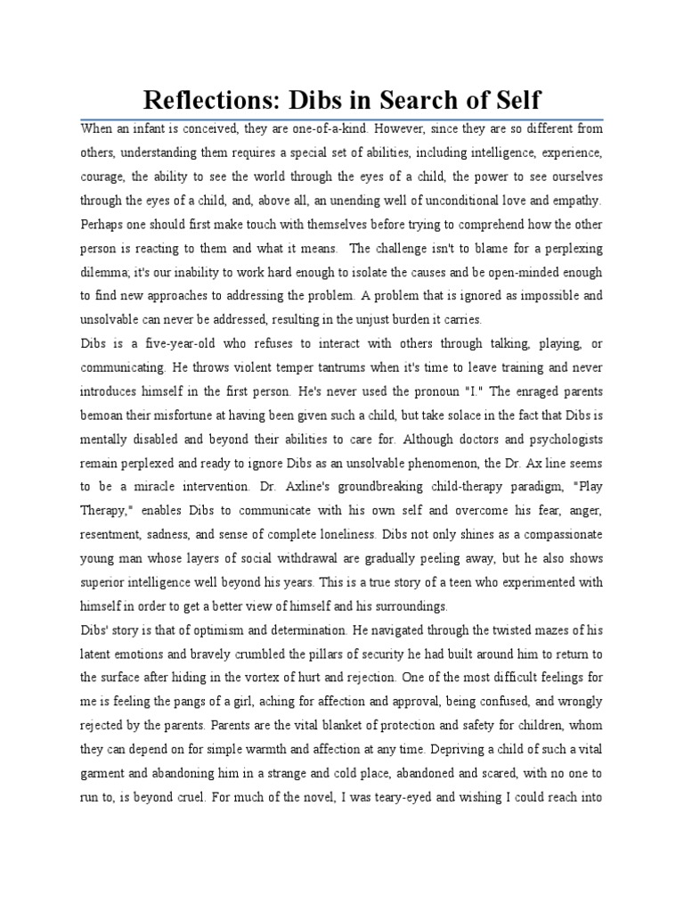 Dibs' Journey of Self-Discovery Through Play Therapy | PDF | Psychology ...