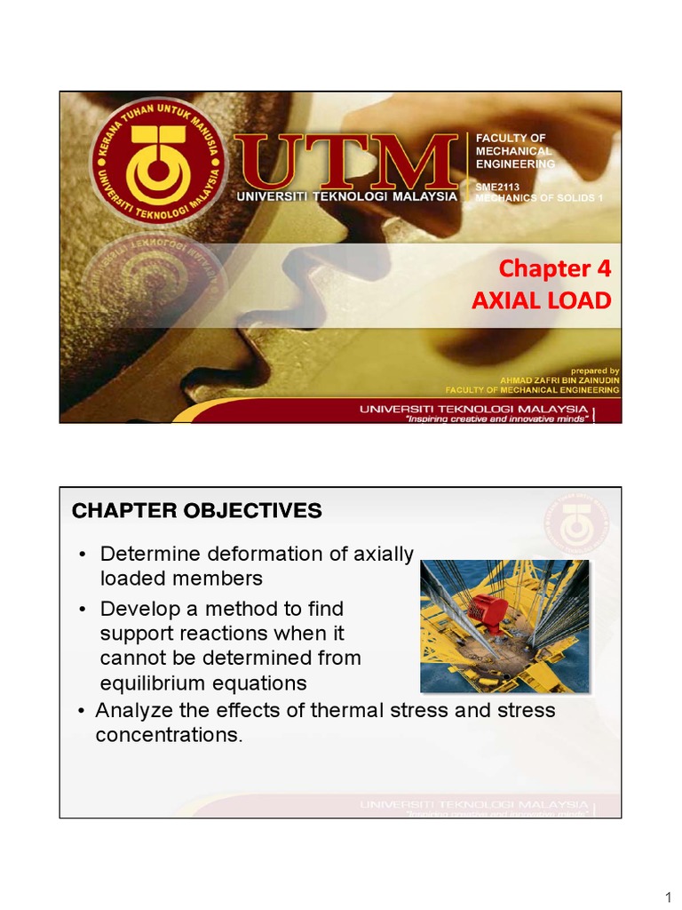 Axial Load (Solid of Mechanics - UTM) | PDF | Stress (Mechanics ...