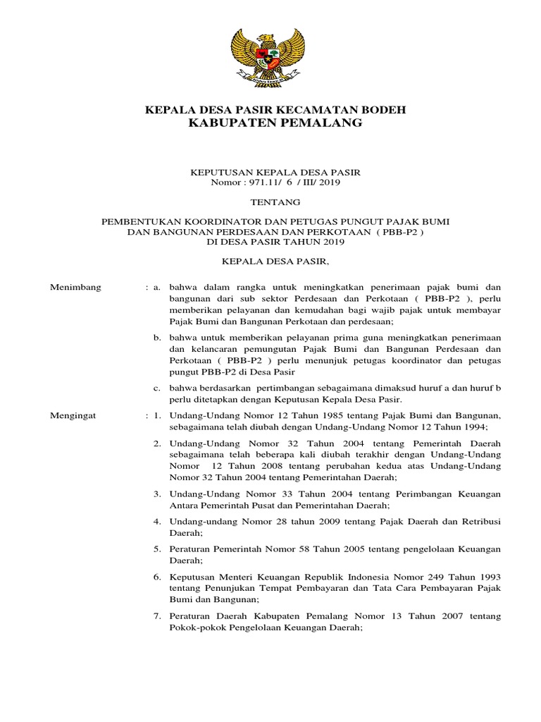 SK Petugas Pungut PBB 2019 | PDF