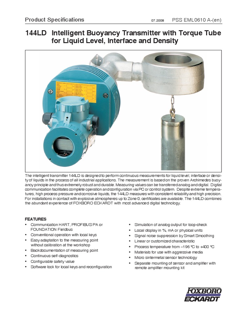 144LD Intelligent Buoyancy Transmitter With Torque Tube For Liquid ...