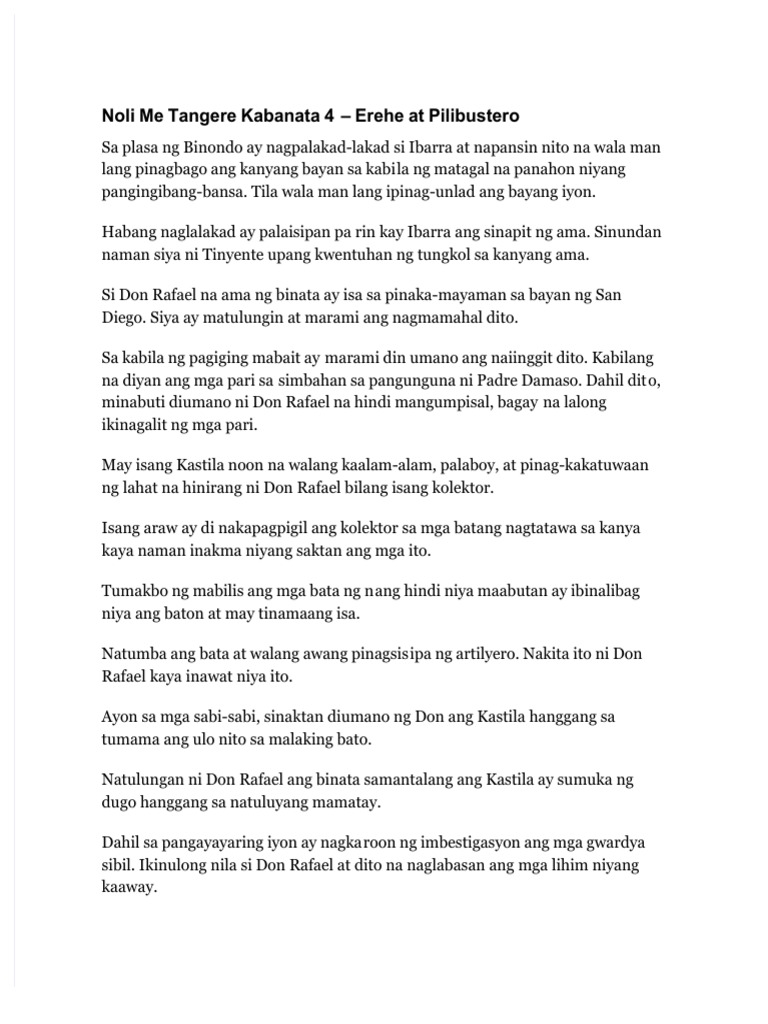 PDF Noli Me Tangere Kabanata 1 To 64 | PDF