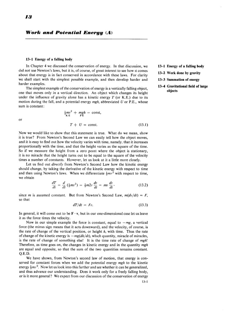 Work and Potential Energy | PDF | Science & Mathematics