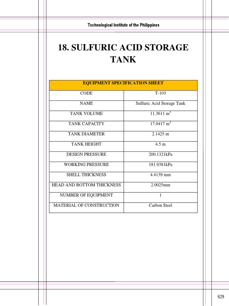 Sulfuric Acid Storage Tank: Technological Institute of The Philippines ...