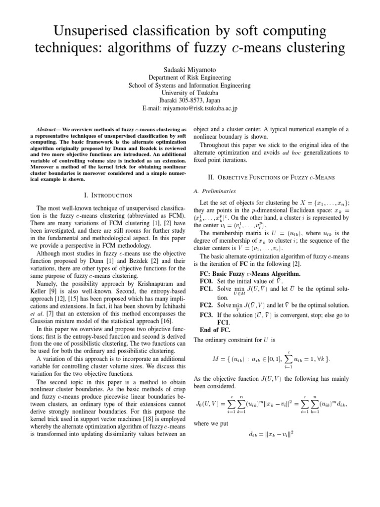 Keynote Speaker Snsi06 Unsupervised Classification by Soft Computing Techniques | PDF ...