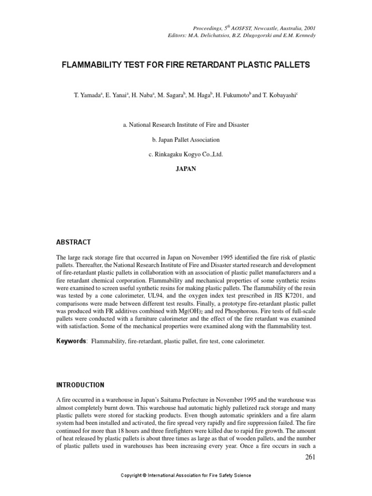 Flammability Test For Fire Retardant Plastic Pallets | PDF | Fires | Smoke