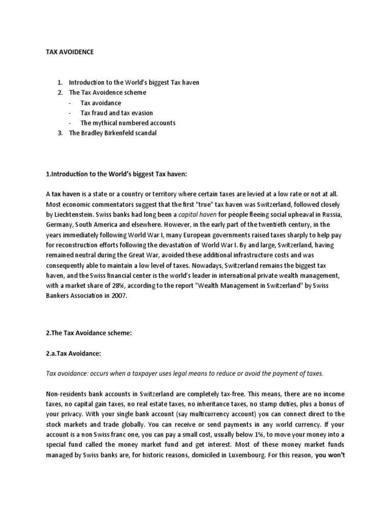 Tax Avoidance | PDF | Taxes | Ubs