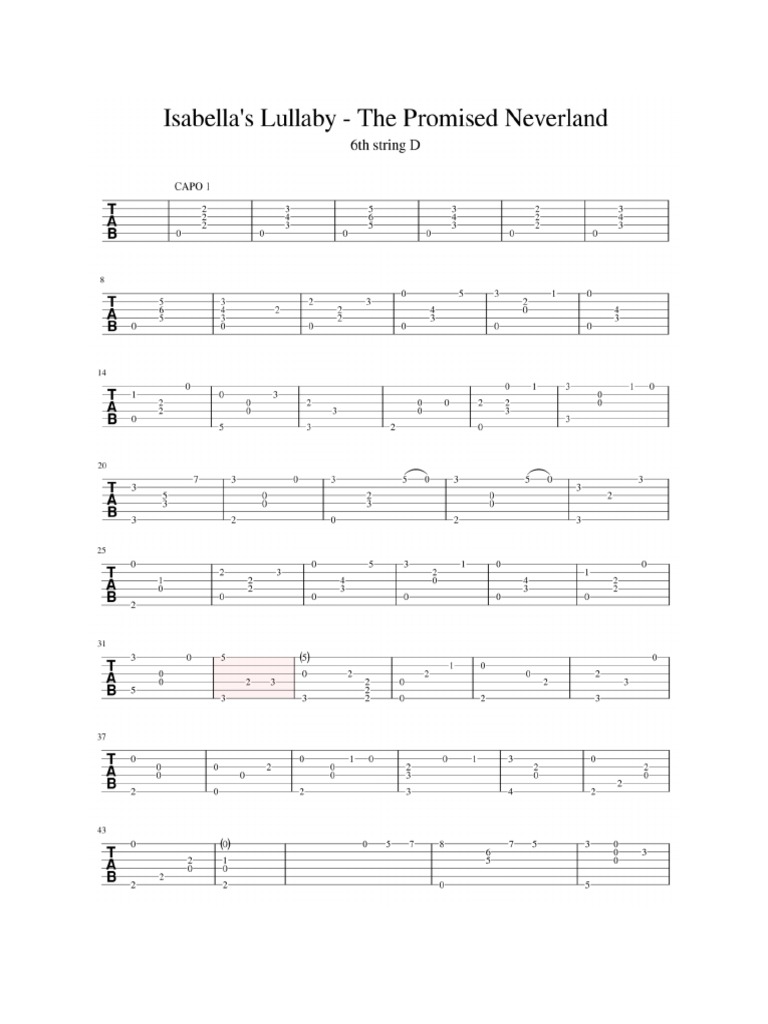Isabella's Lullaby Guitar Tab | PDF