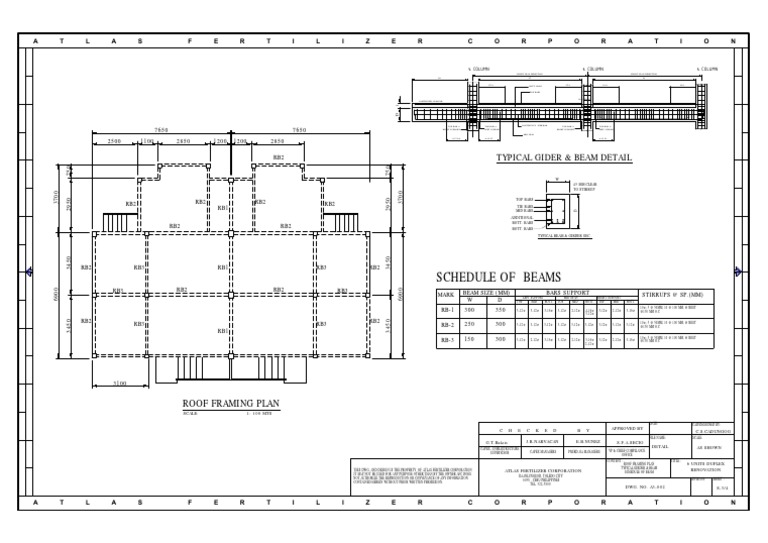 Schedule of Beams: Roof Framing Plan | PDF | Structural Engineering ...