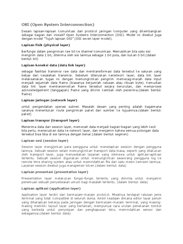 OSI (Open System Interconnection) : Lapisan Fisik (Physical Layer) | PDF