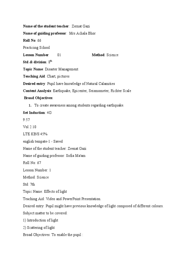 Disaster Management Lesson Plan | PDF | Seismology | Earthquakes