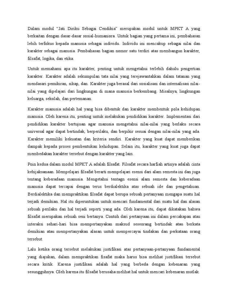 Tugas 1 MPKT | PDF | Filsafat