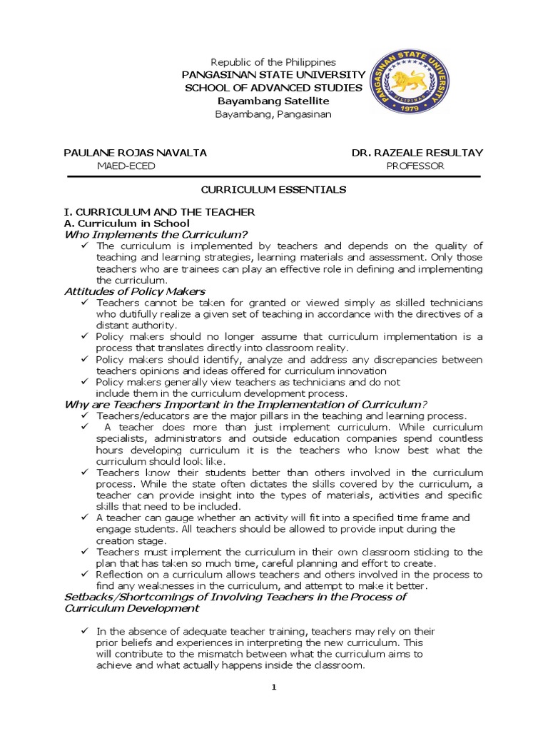 Curriculum Essentials | PDF | Curriculum | Teachers