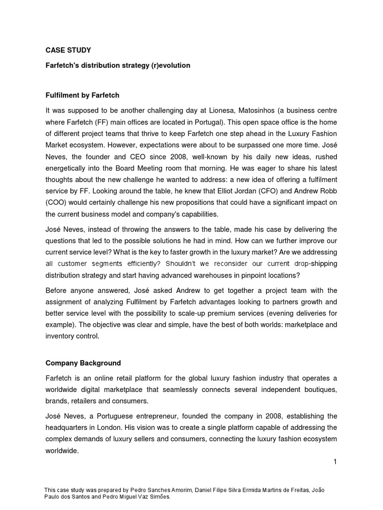 Case Study 1 Full Case Farfetch 1 1 Editado11 | PDF | Retail | Luxury Goods