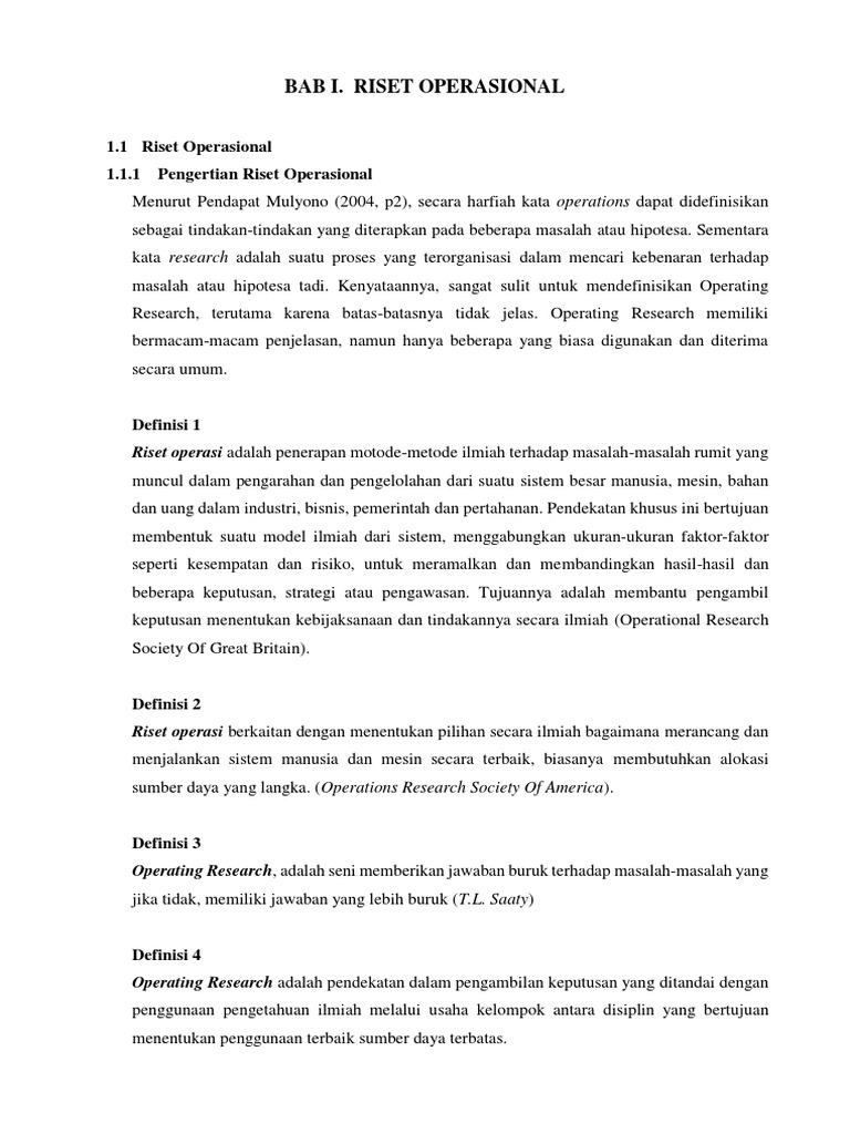 Pengertian Riset Operasional | PDF | Karier & Perkembangan | Komputer